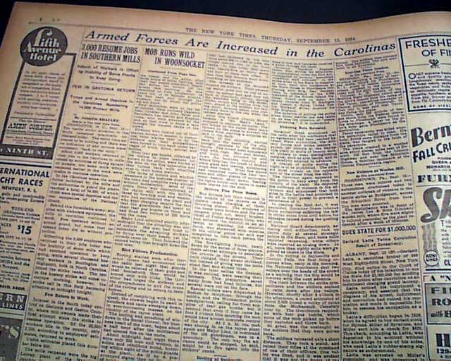 1934 Woonsocket, Rhode Island riot... - RareNewspapers.com