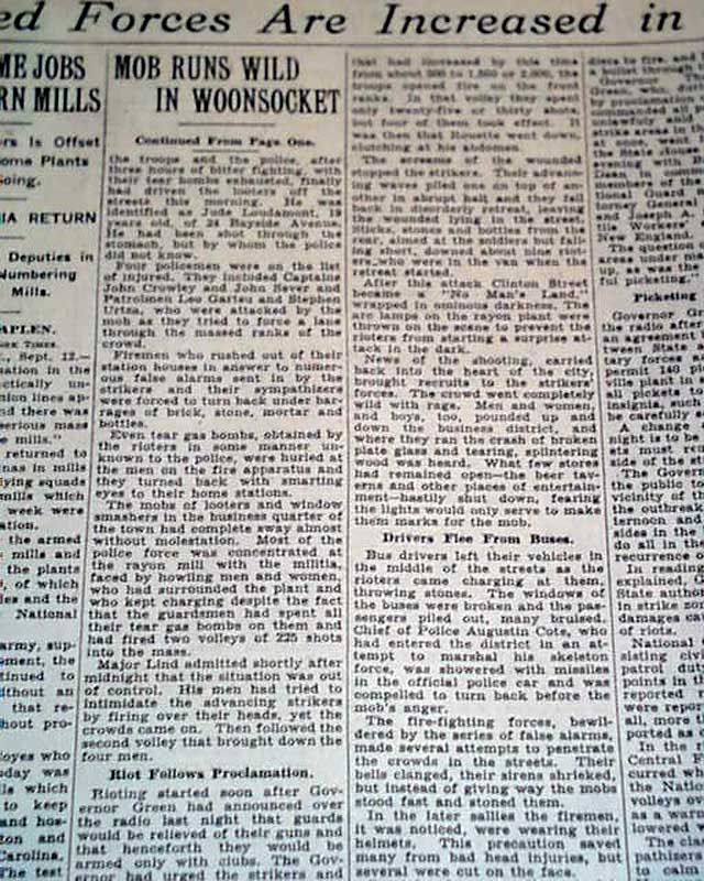 1934 Woonsocket, Rhode Island riot... - RareNewspapers.com