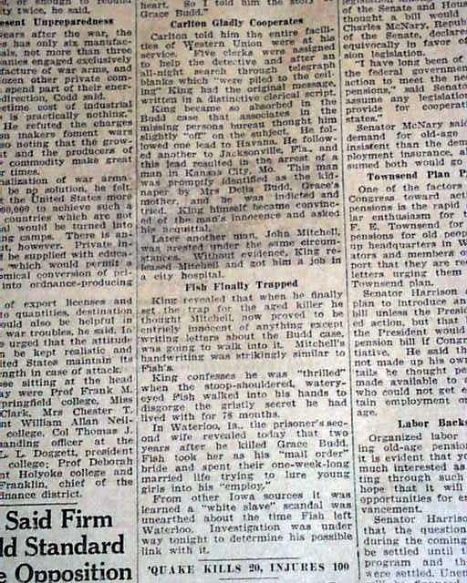 Serial killer & rapist Albert Fish captured in 1934... - RareNewspapers.com