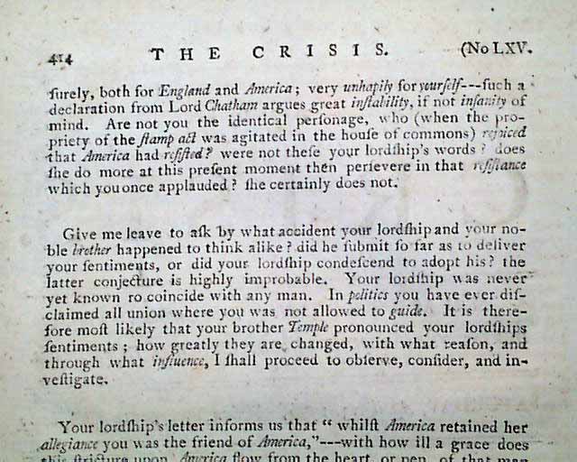 From 1776 ... pro-American newspaper from London ! - RareNewspapers.com