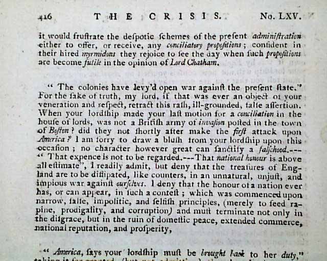 From 1776 ... pro-American newspaper from London ! - RareNewspapers.com