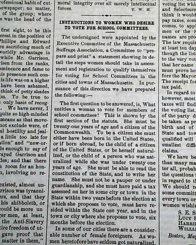 Early woman's suffrage newspaper... - RareNewspapers.com