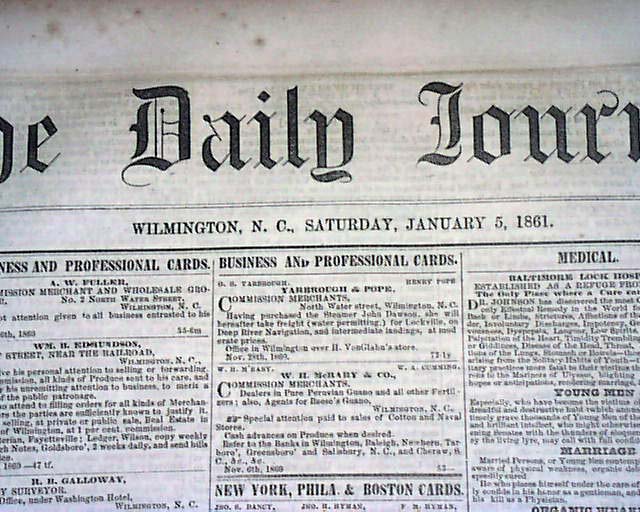 1861 Wilmington NC Slave Ads... - RareNewspapers.com