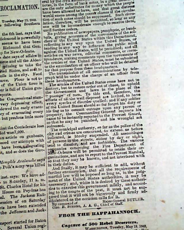 General Butler imposes martial law in New Orleans... - RareNewspapers.com