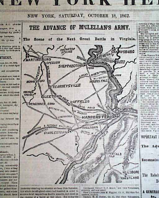 1862 Civil War Map - Harper's Ferry... - RareNewspapers.com