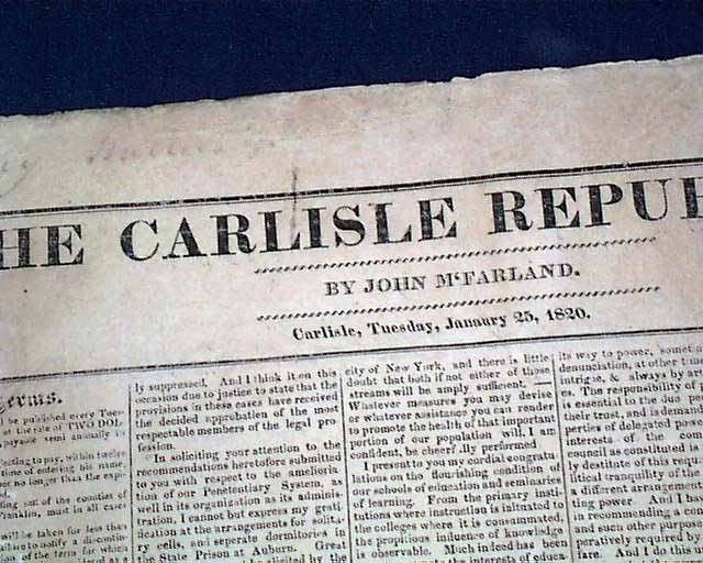 1820 Carlisle PA..... - RareNewspapers.com