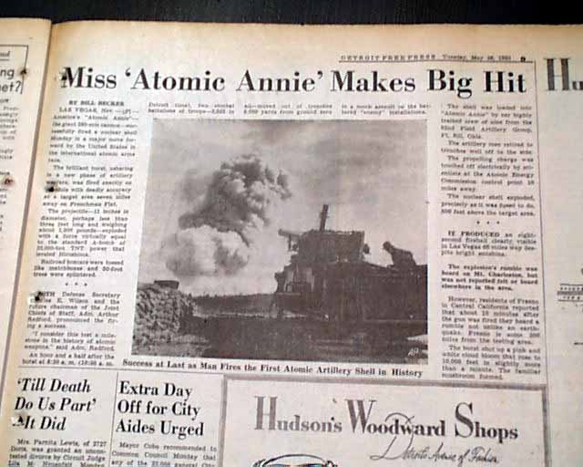 1953 "Atomic Annie" nuclear cannon... - RareNewspapers.com