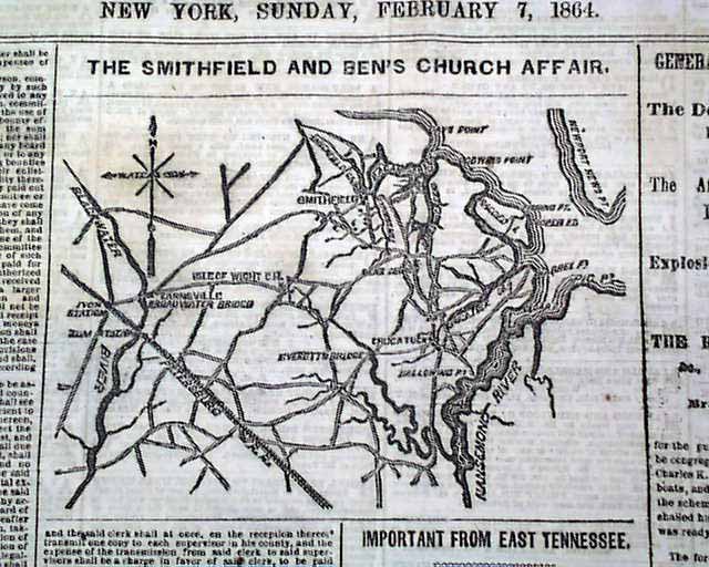 1864 Civil War Map - Smithfield VA..... - RareNewspapers.com