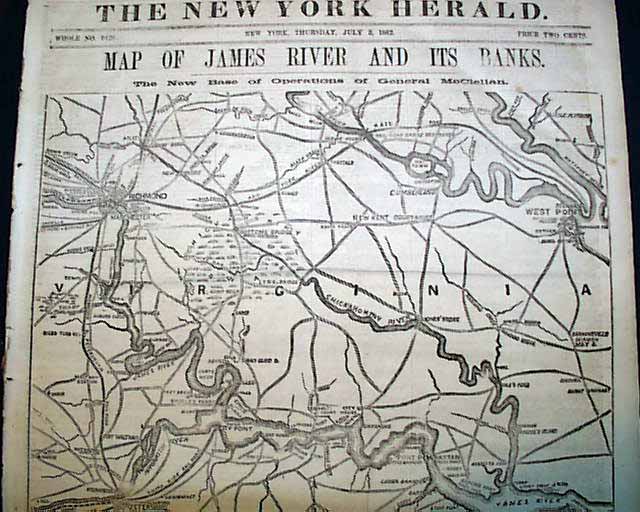 1862 Civil War Map - Smithfield V..... - RareNewspapers.com