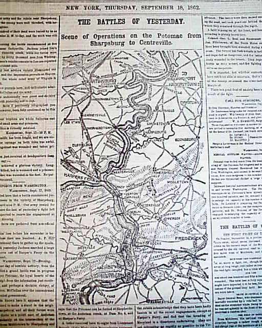 1862 Civil War Map - Antietam..... - RareNewspapers.com