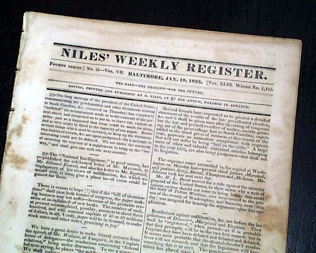 The Nullification Crisis: Andrew Jackson's response... - RareNewspapers.com