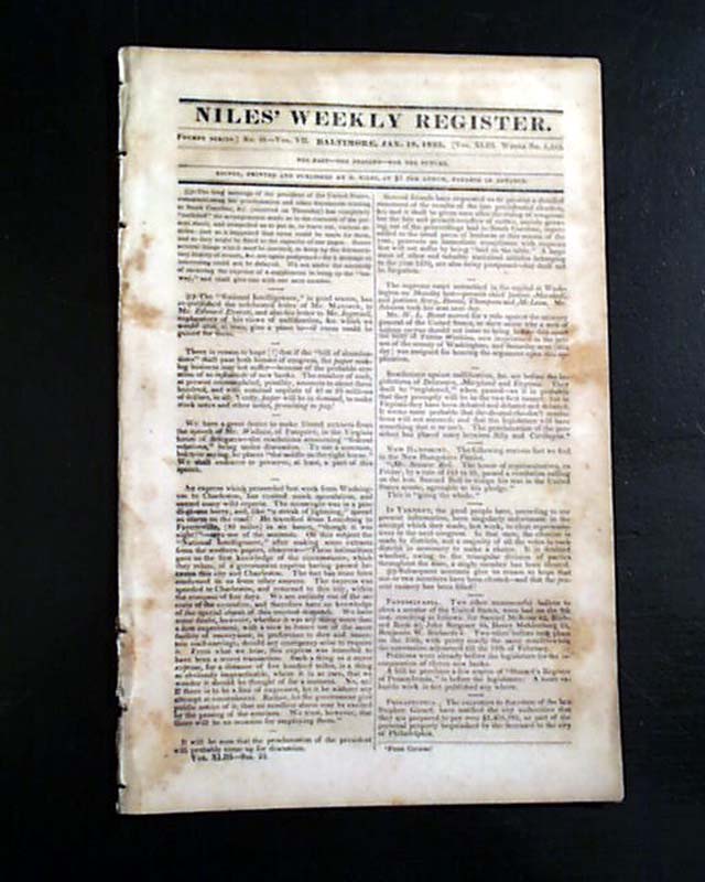 The Nullification Crisis: Andrew Jackson's response... - RareNewspapers.com