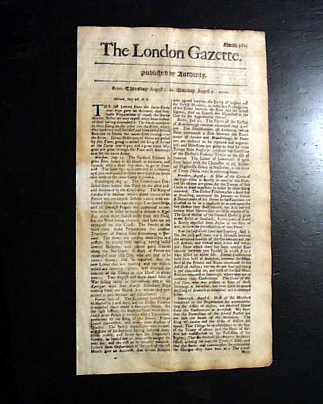 Genuine London Gazette newspaper from 1700... - RareNewspapers.com
