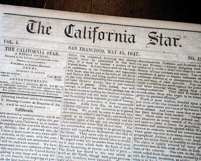 Among the earliest of California newspapers to be had ...