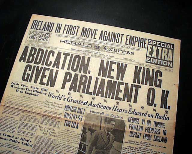 King Edward VIII abdication... - RareNewspapers.com