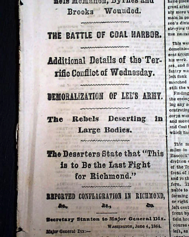 Battle of Cold Harbor... - RareNewspapers.com