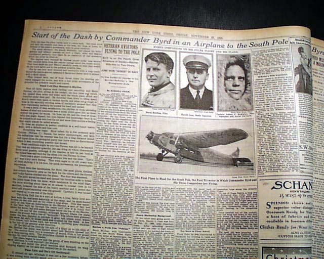 Richard E. Byrd's 1929 flight over the South Pole... - RareNewspapers.com
