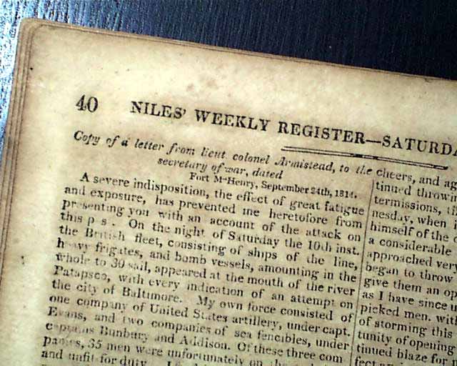 Battle of Fort McHenry in a Baltimore newspaper... - RareNewspapers.com