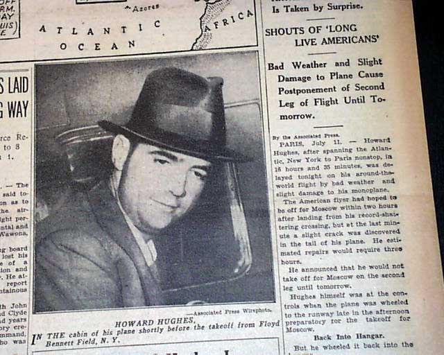 1938 Howard Hughes' Around the World flight... - RareNewspapers.com