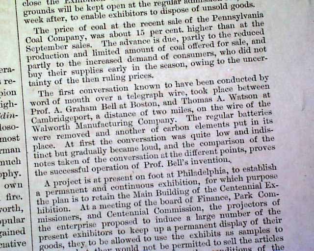 Alexander Graham Bell's first telephone call... - RareNewspapers.com