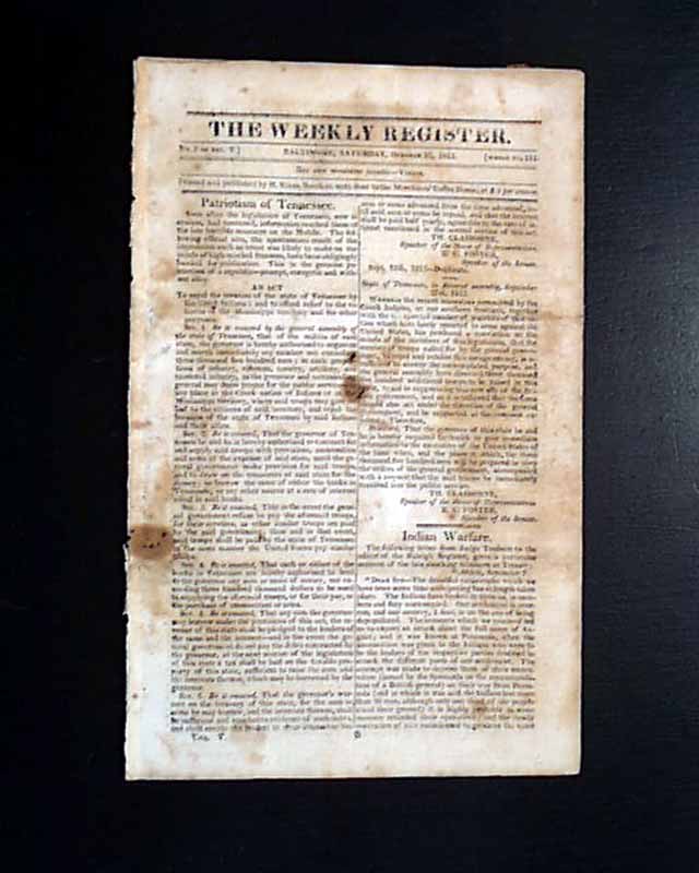 Creek Indian War being with the Fort Mims massacre... - RareNewspapers.com