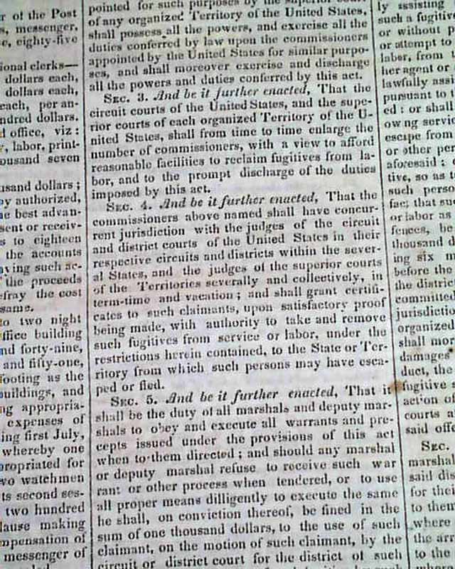 The Fugitive Slave Act in a Southern newspaper... - RareNewspapers.com