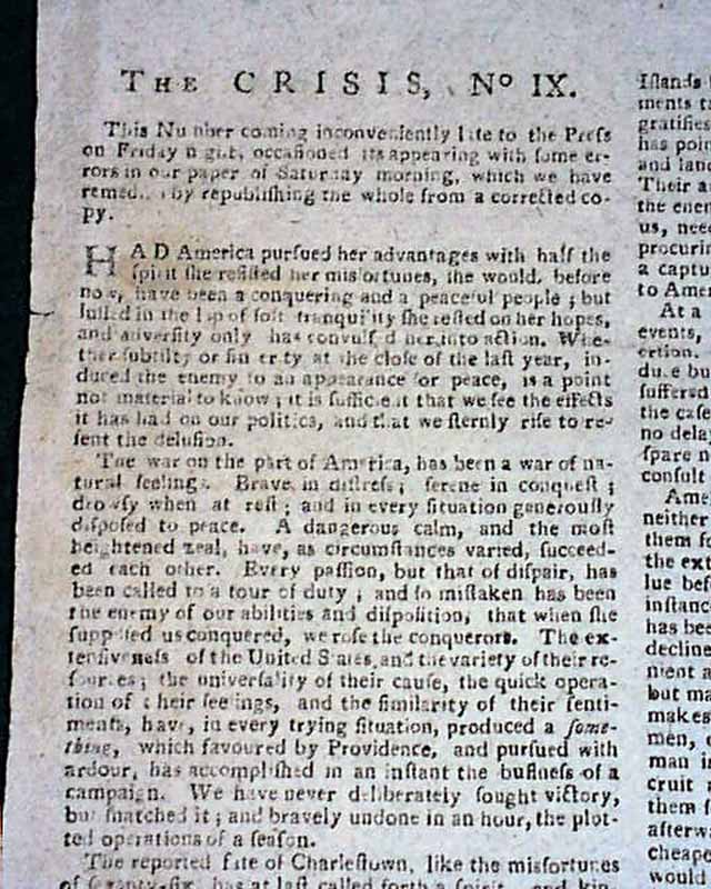 "The Crisis" by Thomas Paine... - RareNewspapers.com
