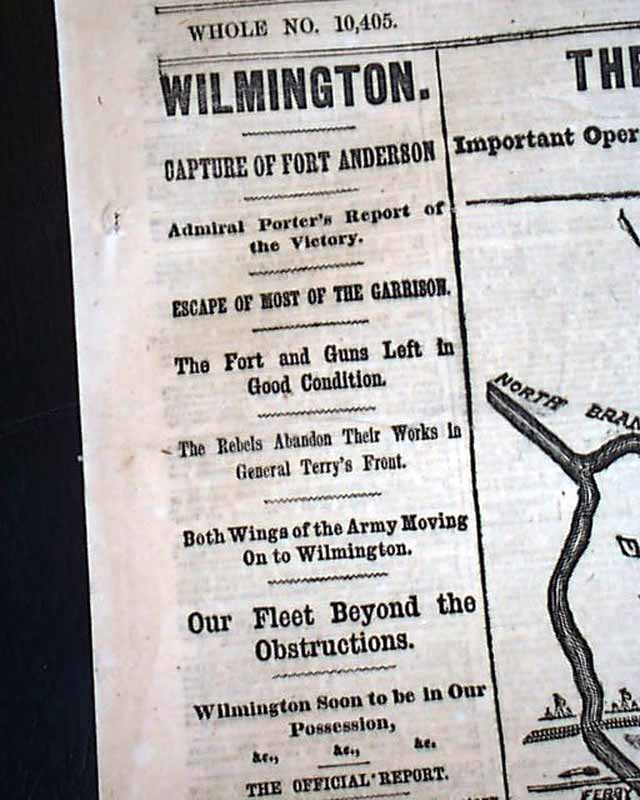 Large map of the capture of Fort Anderson... - RareNewspapers.com