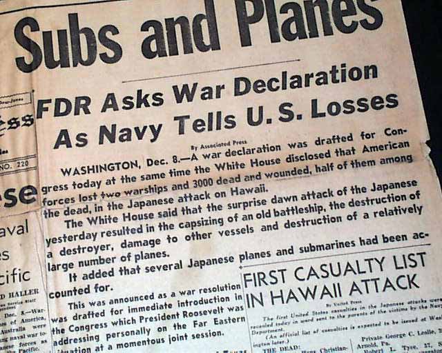 United States enters World War II... - RareNewspapers.com
