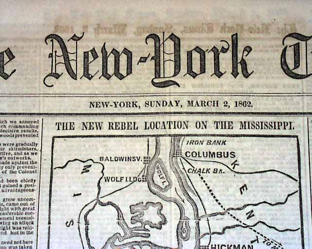1862 Civil War Map - Hickman KY - RareNewspapers.com