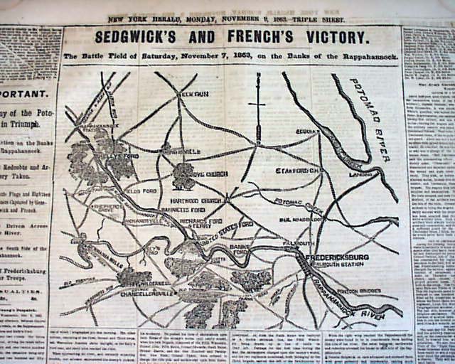 Fredericksburg VA 1863 Civil War Map... - RareNewspapers.com
