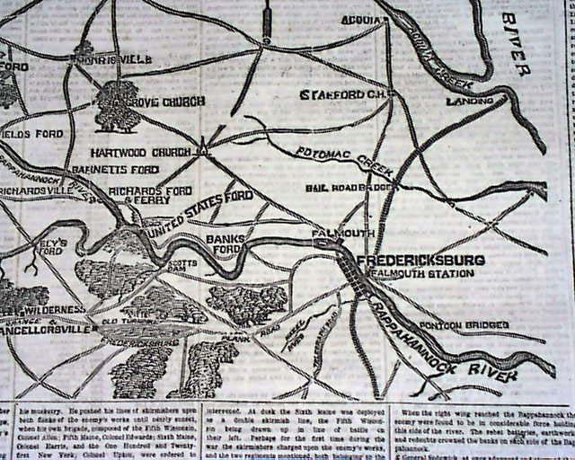 Fredericksburg VA 1863 Civil War Map... - RareNewspapers.com