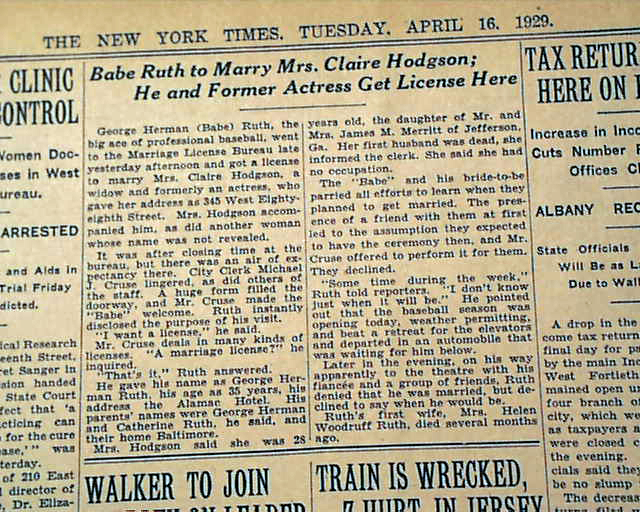 Babe Ruth getting married in 1929... - RareNewspapers.com