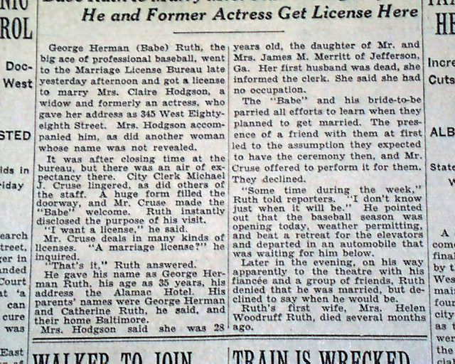 Babe Ruth getting married in 1929... - RareNewspapers.com