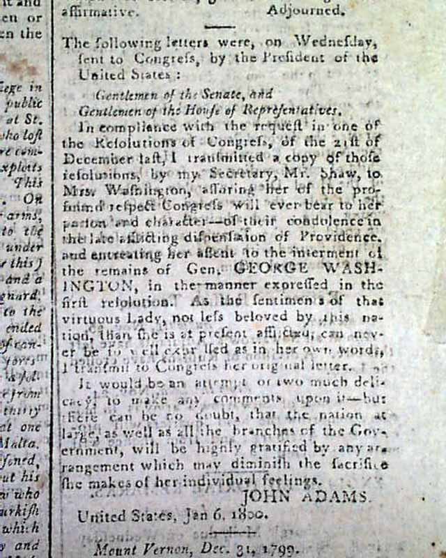 Martha Washington on the death of her husband... - RareNewspapers.com