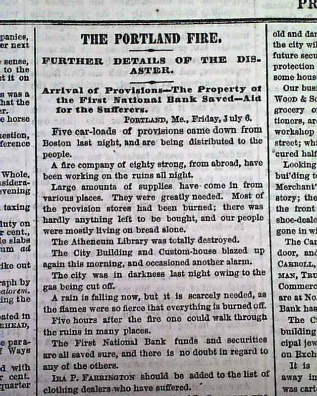 1866 great fire of Portland, Maine... - RareNewspapers.com