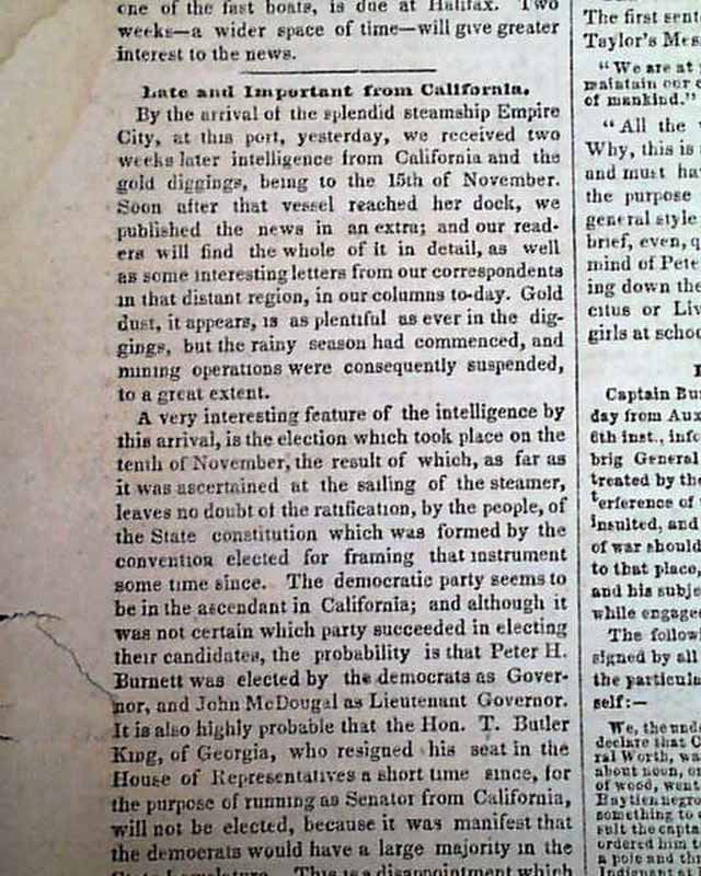 California gold rush of 1849.... - RareNewspapers.com