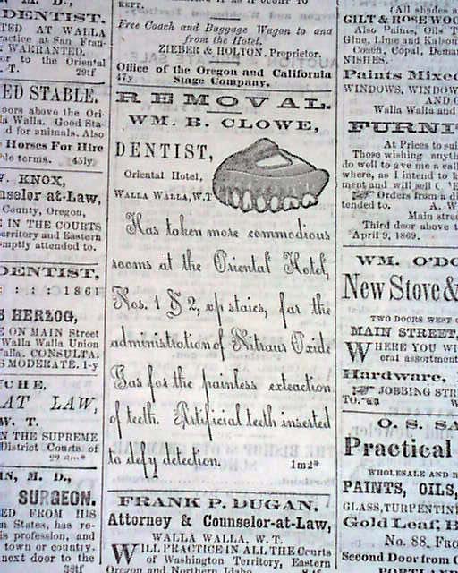 1871 Old West Newspaper From Walla Walla WA... - RareNewspapers.com