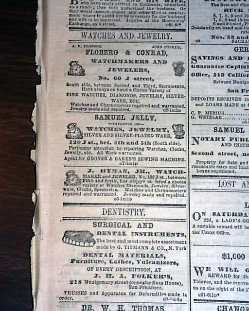 1868 Old West Newspaper From Sacramento CA... - RareNewspapers.com