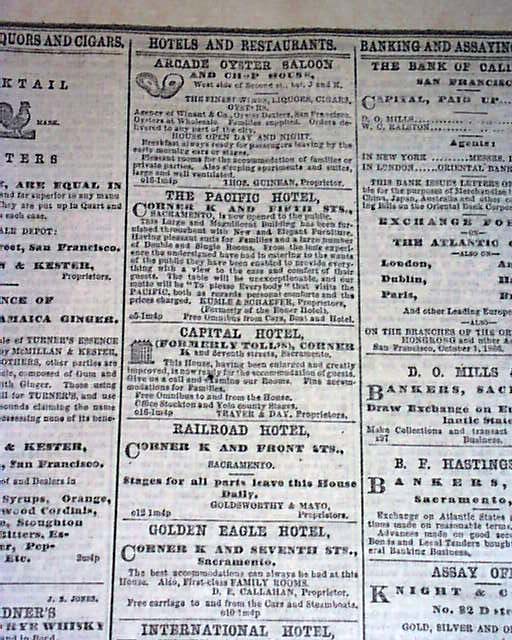 1868 Old West Newspaper From Sacramento CA... - RareNewspapers.com