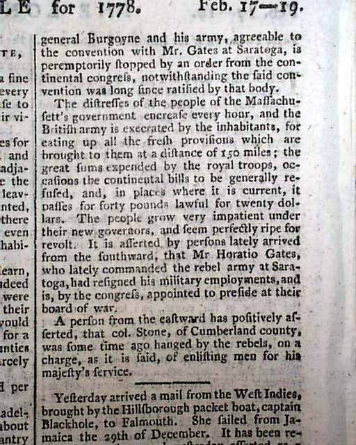 Washington at Valley Forge... Letter signed by Horatio Gates ...