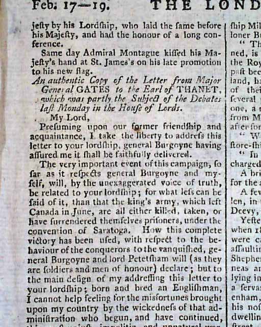Washington at Valley Forge... Letter signed by Horatio Gates ...
