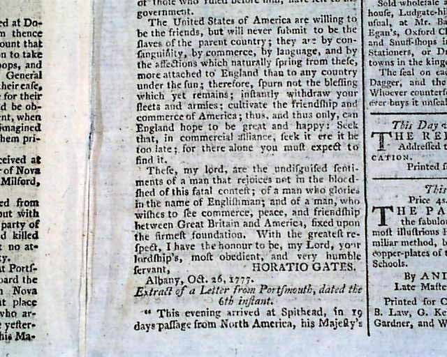 Washington at Valley Forge... Letter signed by Horatio Gates ...