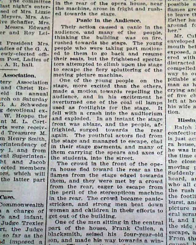 1908 Rhoads Opera House Fire... Boyertown PA... - RareNewspapers.com