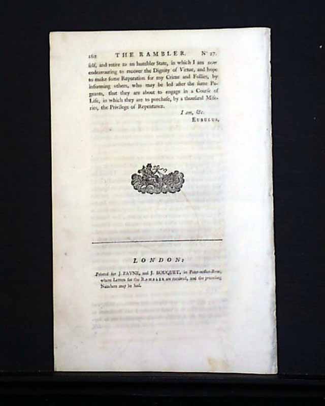 Rare 18th century newspaper by Samuel Johnson... - RareNewspapers.com