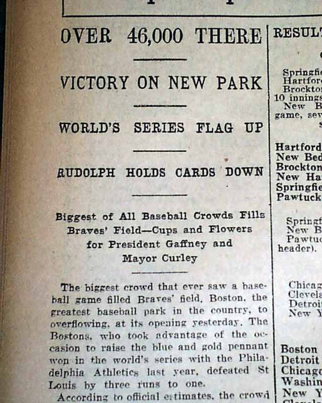 Boston Braves New Stadium Opens In 1915.... - RareNewspapers.com