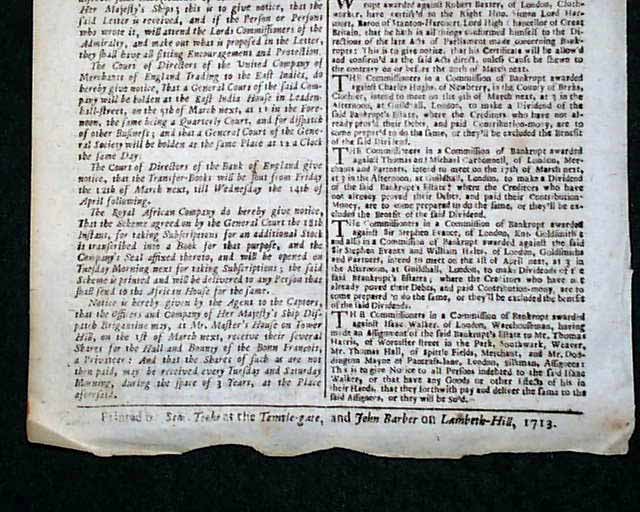 World's Oldest NEWSPAPER 1713 Gazette 293 YEARS OLD... - RareNewspapers.com