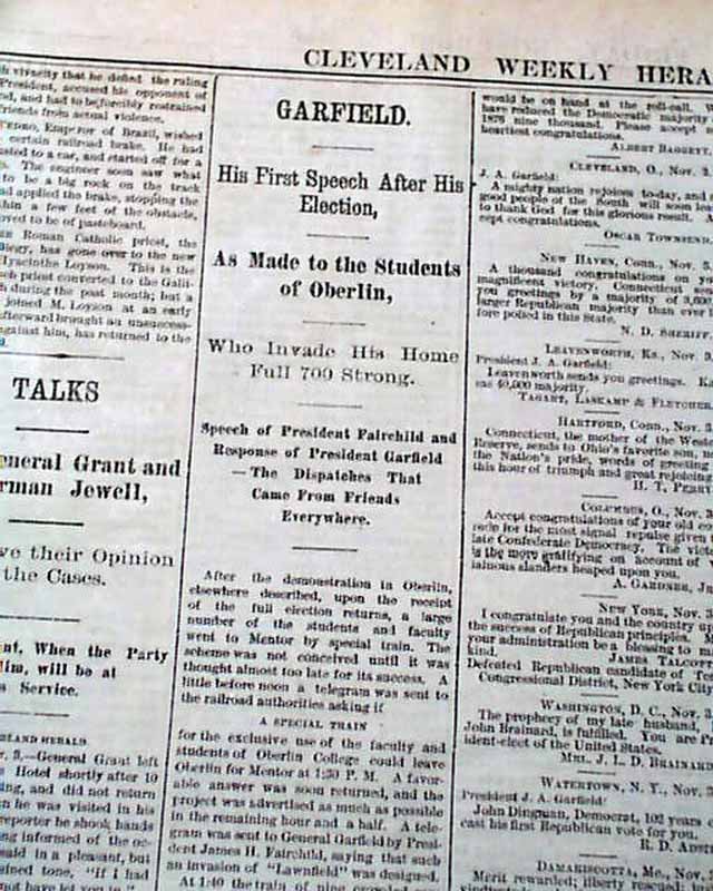 1880 James A. Garfield election.... - RareNewspapers.com