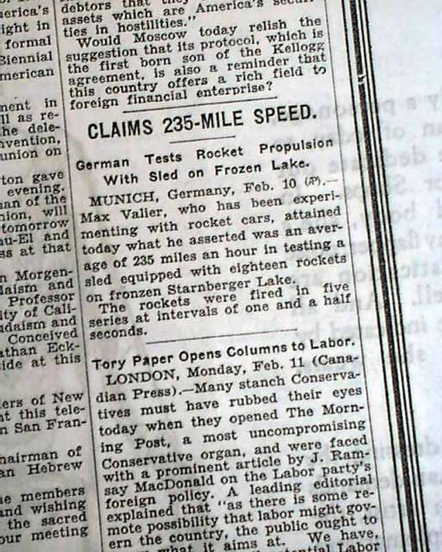 Max Valier... Rocket propulsion... - RareNewspapers.com