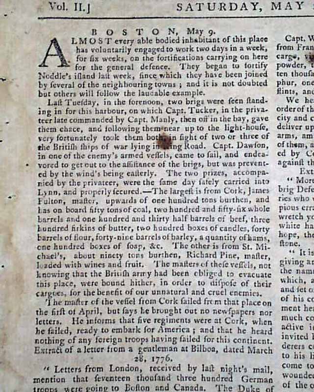 Philadelphia newspaper dated 1776... - RareNewspapers.com